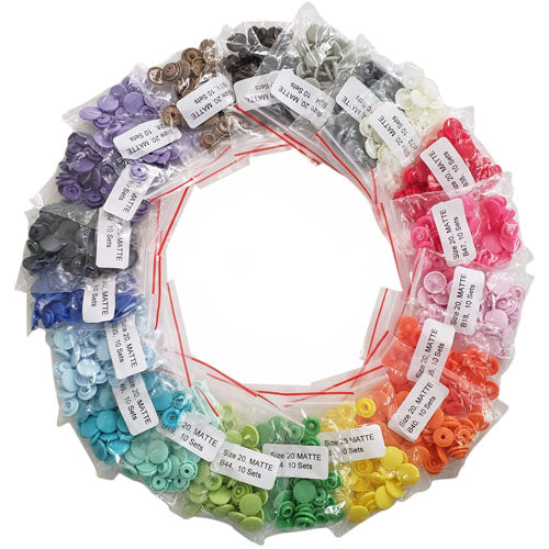 KAM Plastic Snaps Fasteners Size 20 Matte Sets Multi-Color Bundles ...